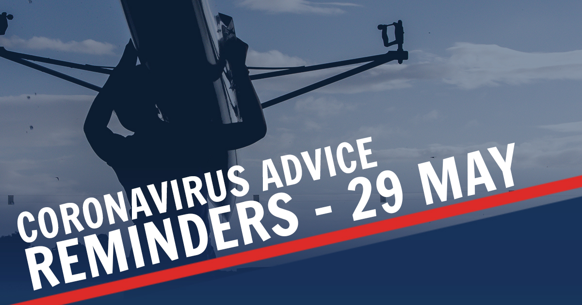 Coronavirus Advice Reminders - 29 May 2020 - British Rowing